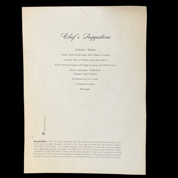 MENU | Art | Vintage Australia Art Tiki Decor Island Macouillard Matson ...